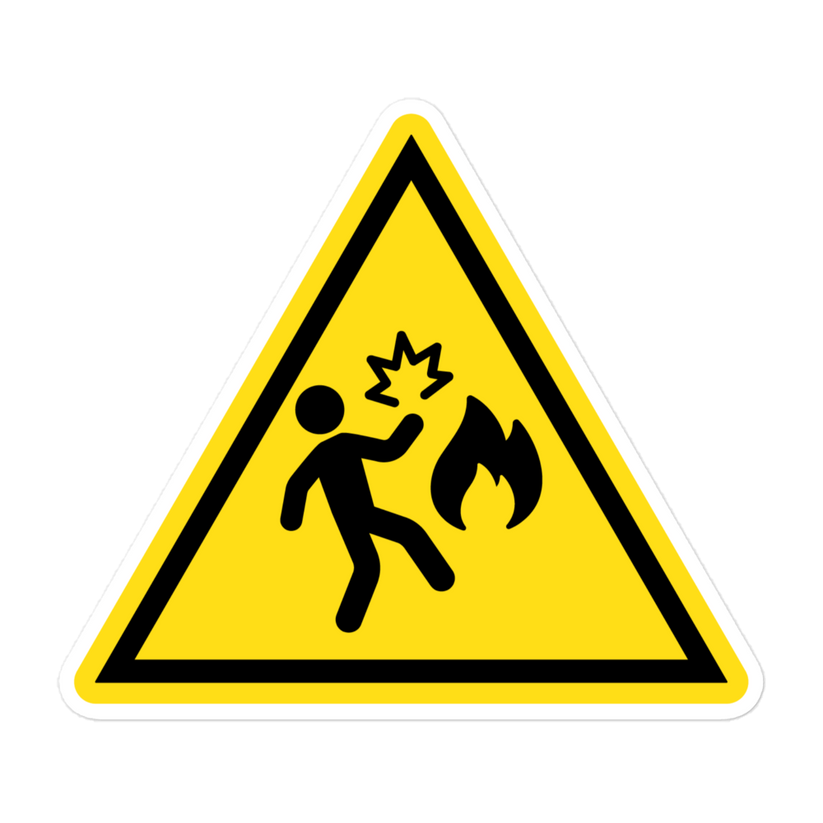 Burn Warning 5" Vinyl Sticker – Mystery Flesh Pit Souvenir Shop