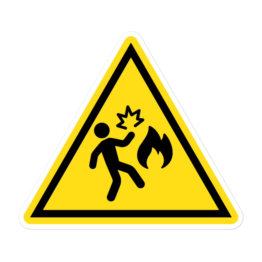 Burn Warning 5" Vinyl Sticker – Mystery Flesh Pit Souvenir Shop