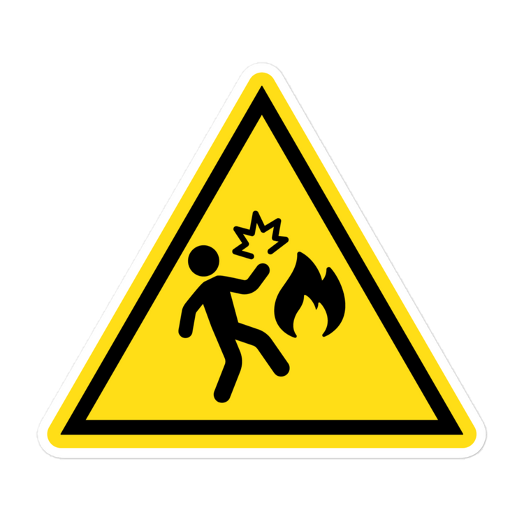 Burn Warning 5" Vinyl Sticker – Mystery Flesh Pit Souvenir Shop