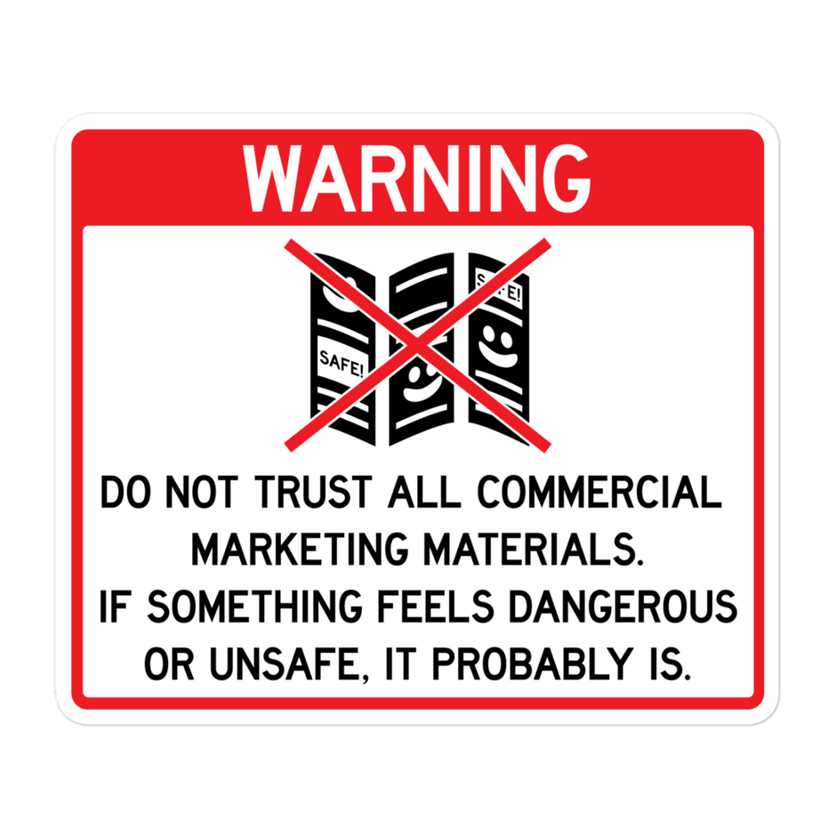 Marketing Warning 5" Vinyl Sticker – Mystery Flesh Pit Souvenir Shop